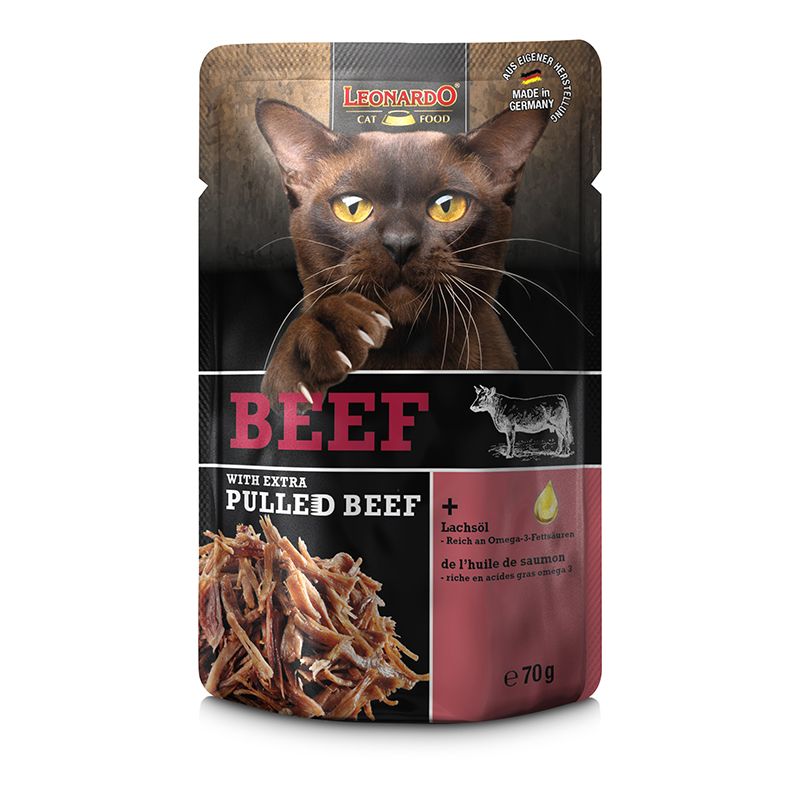 Leonardo Cat Food - Ternera con Extra Pulled Beef 70g – VENTRE A PATTES